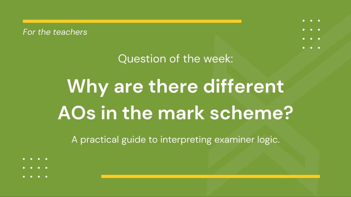 What are AO1, AO2, and AO3 in Science? (Decoding the Mark Scheme series ...